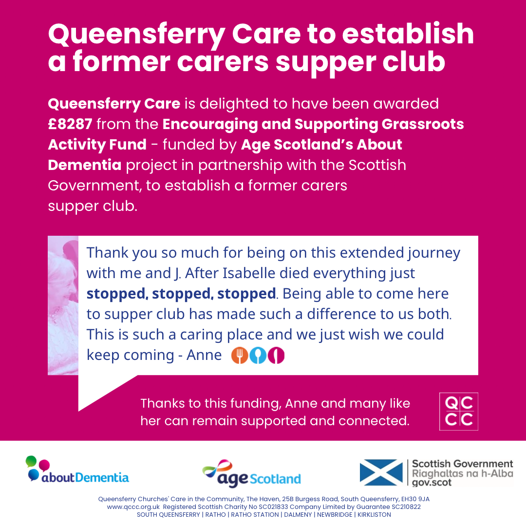 Encouraging and Supporting Grassroots Activity Fund awards £8287 to QCCC :: Queensferry Care